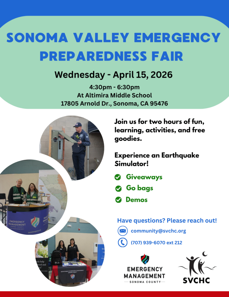 Sonoma Valley Emergency Preparedness Fair 2026 - April 15th - SVCHC